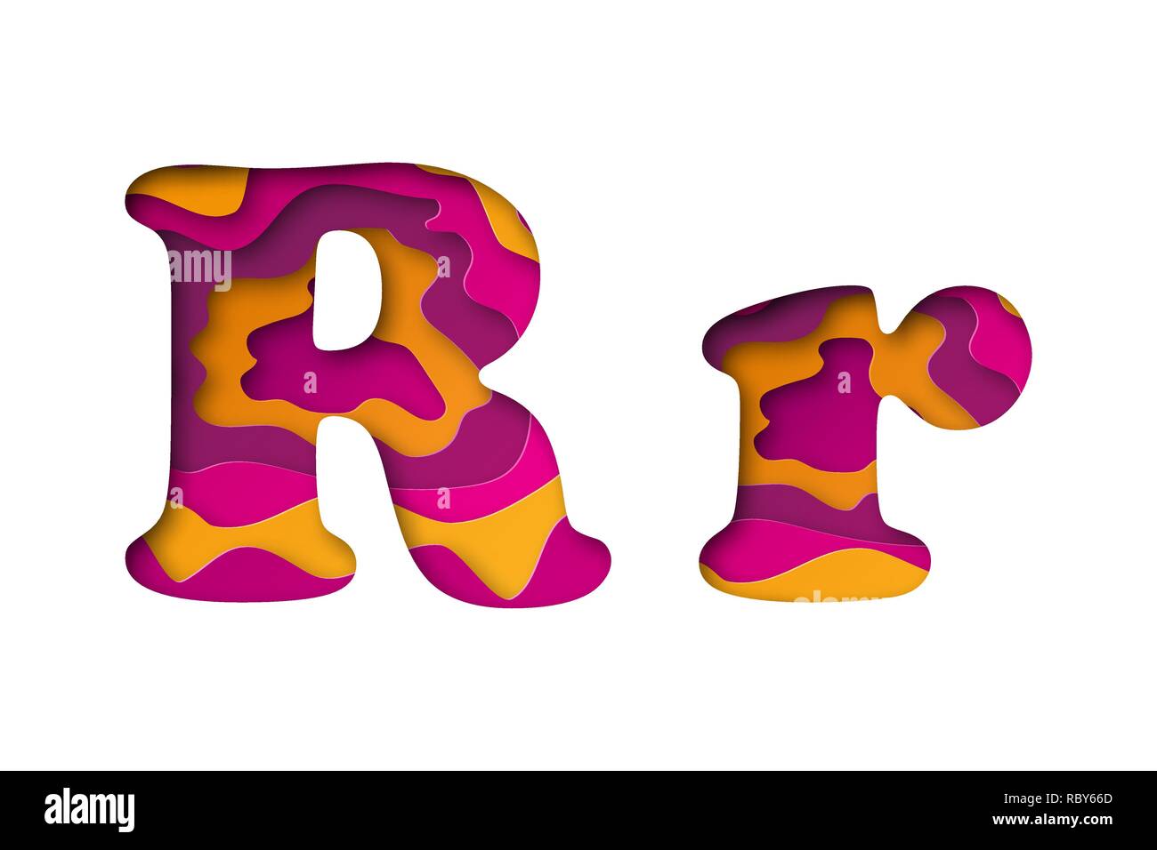 Modern paper art of the colored letter R. Vector illustration. Letter R ...
