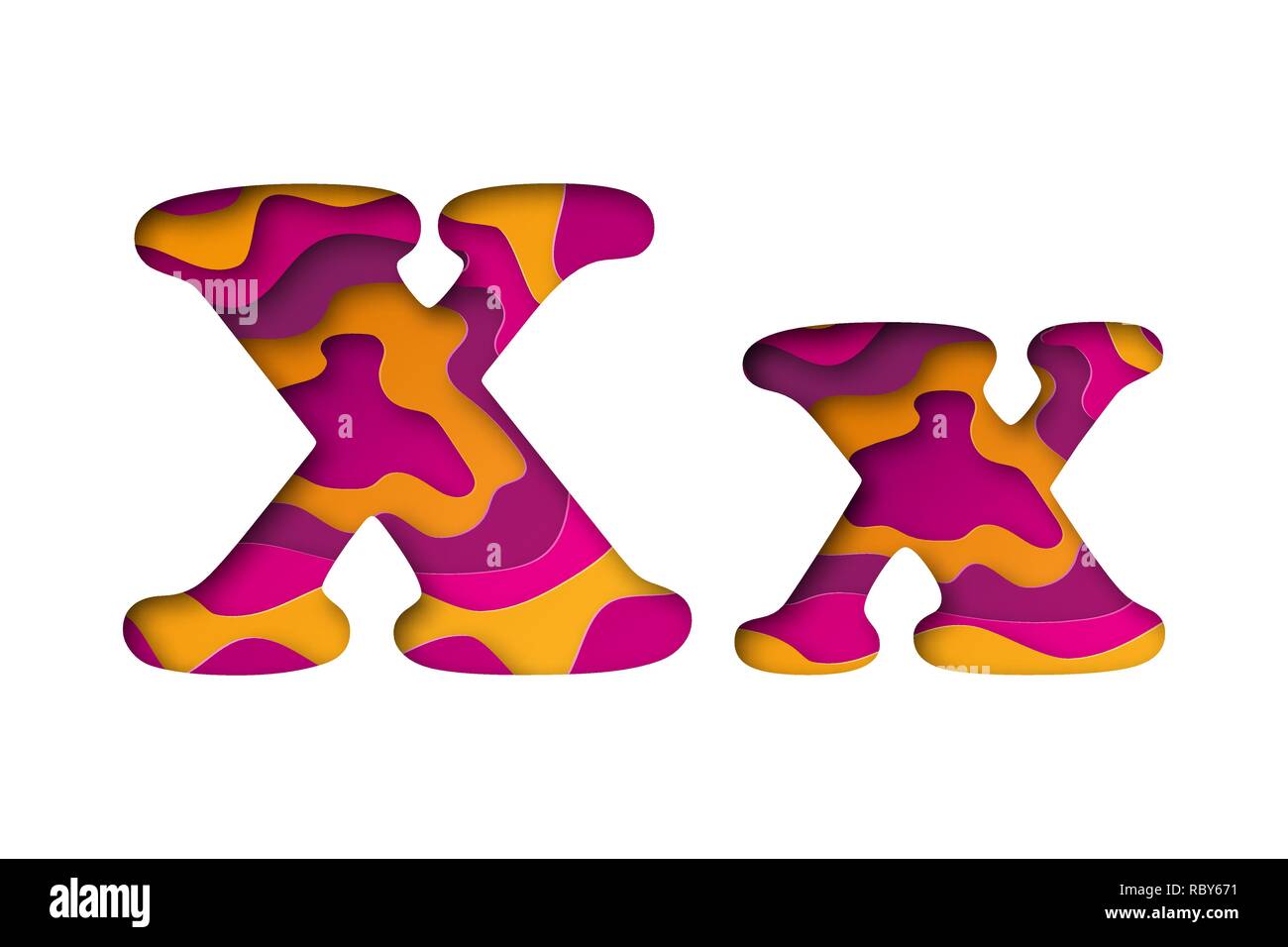 Modern paper art of the colored letter X. Vector illustration. Letter X ...