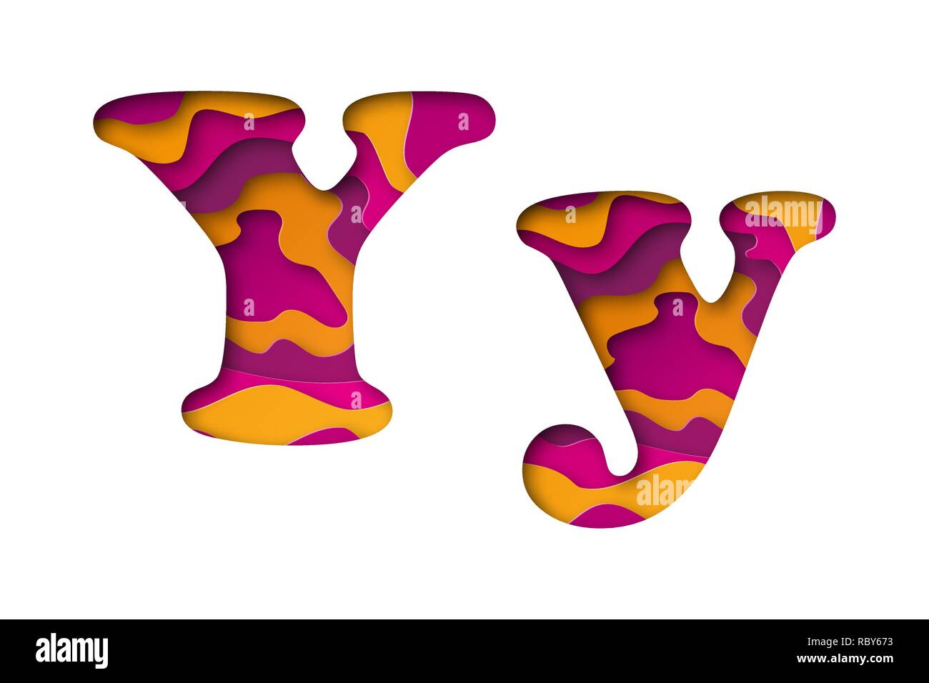 Modern paper art of the colored letter Y. Vector illustration. Letter Y ...