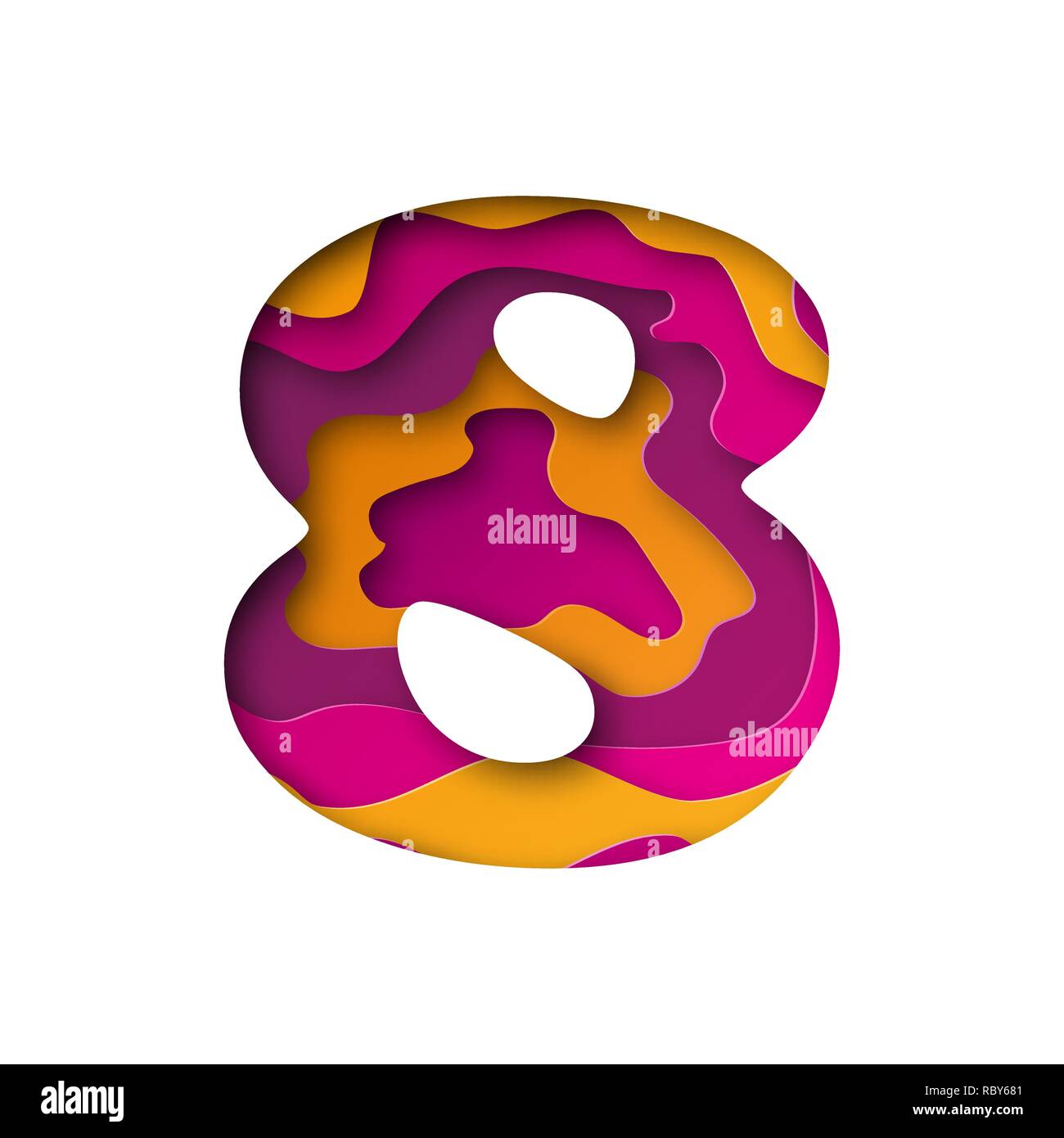 Modern paper art of the colored number Eight. Vector illustration ...