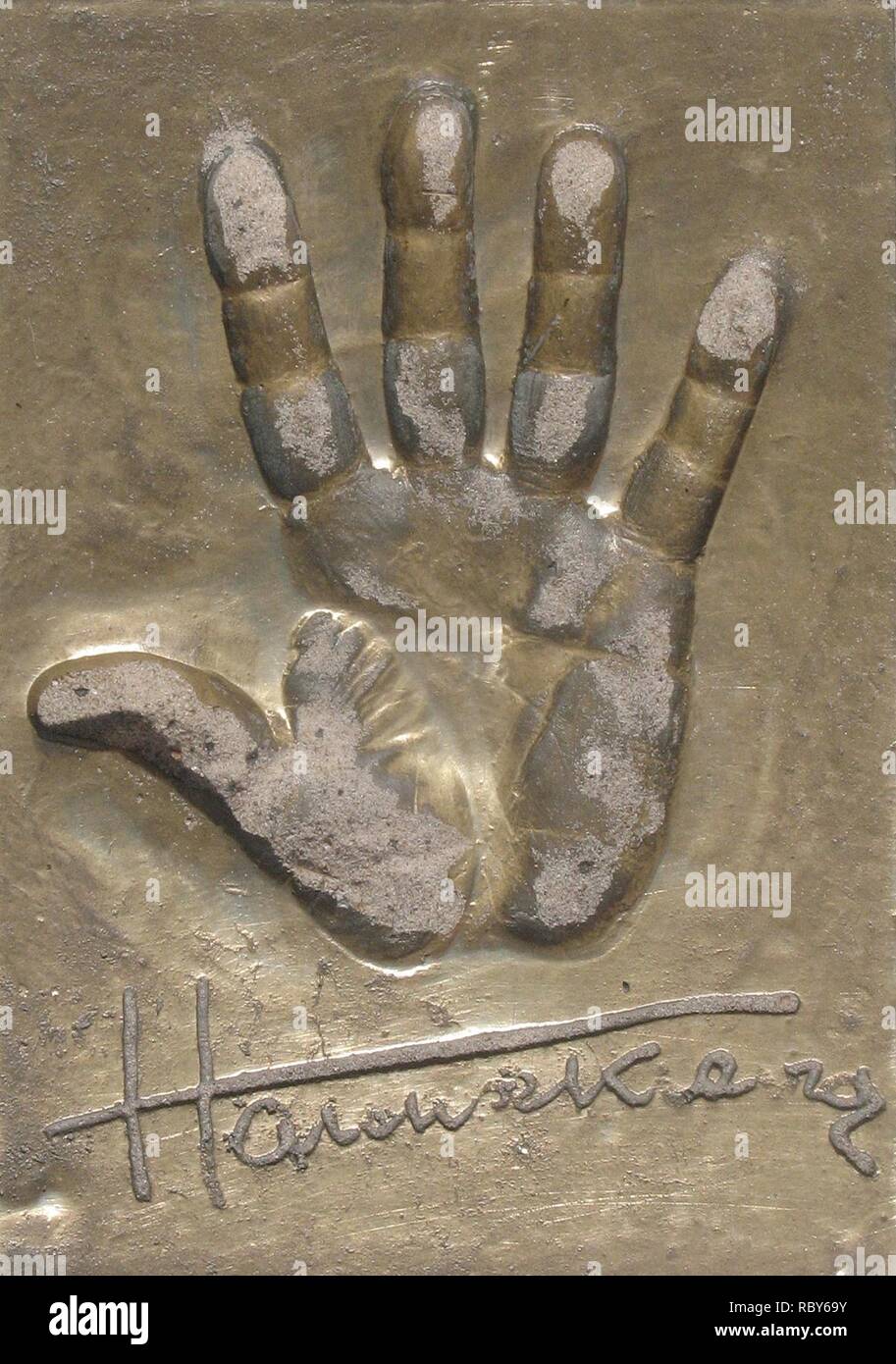 Adam Hanuszkiewicz handprint Stock Photo - Alamy