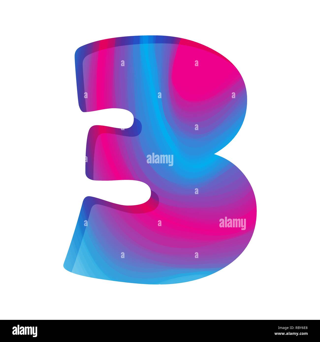 Abstract colorful number Three. Vector illustration. Creative number ...