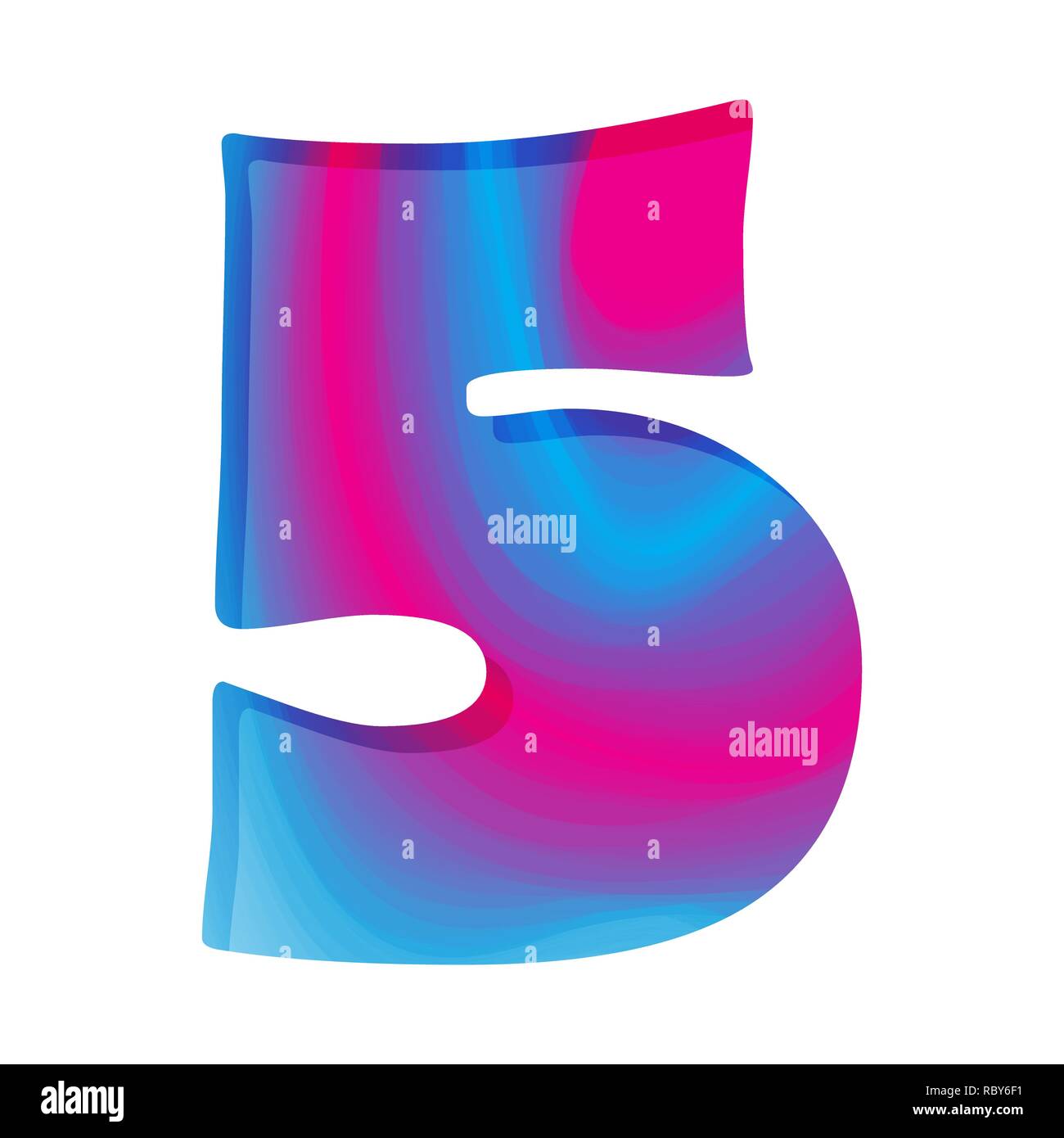 Abstract colorful number Five. Vector illustration. Creative number ...
