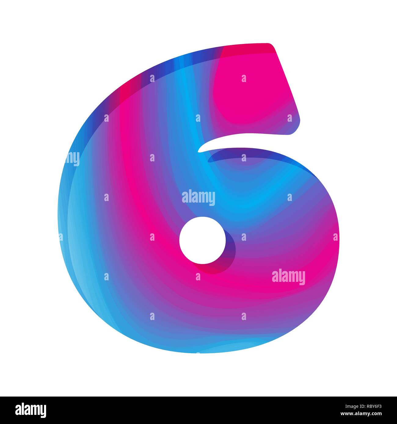 Abstract colorful number Six. Vector illustration. Creative number Six ...