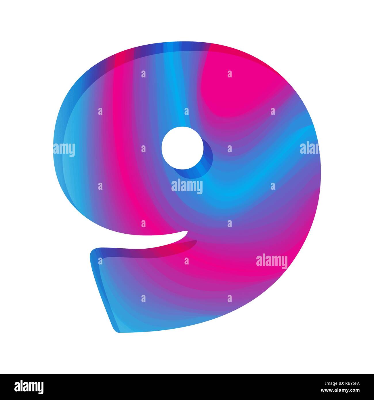 Abstract colorful number Nine. Vector illustration. Creative number ...