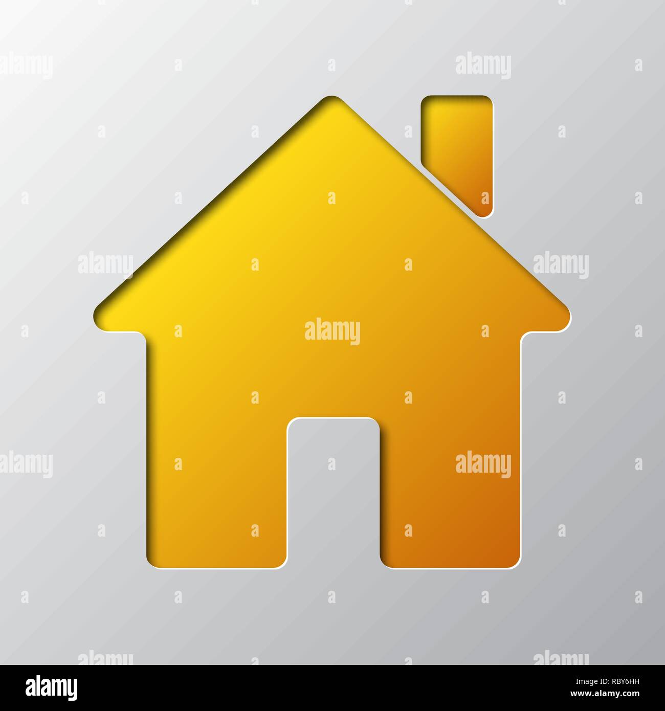 Paper art of the yellow house isolated. Vector illustration. House icon ...