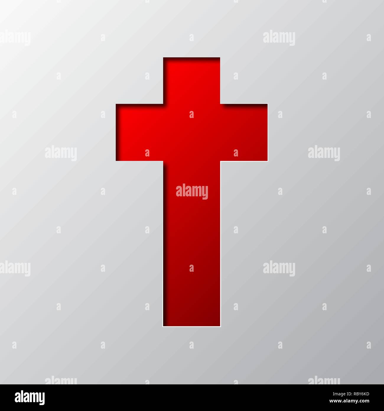 Paper art of the red Christian cross isolated. Vector illustration ...