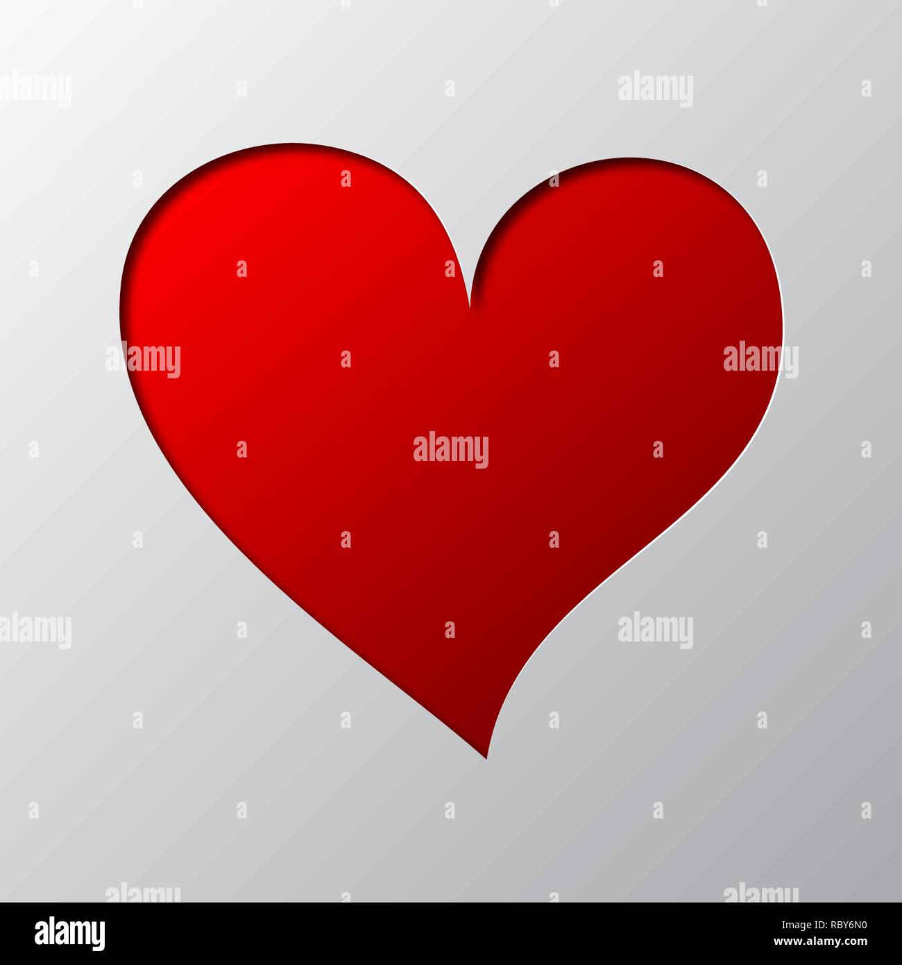 Red heart from cut paper with shadow. Vector illustration. Abstract ...