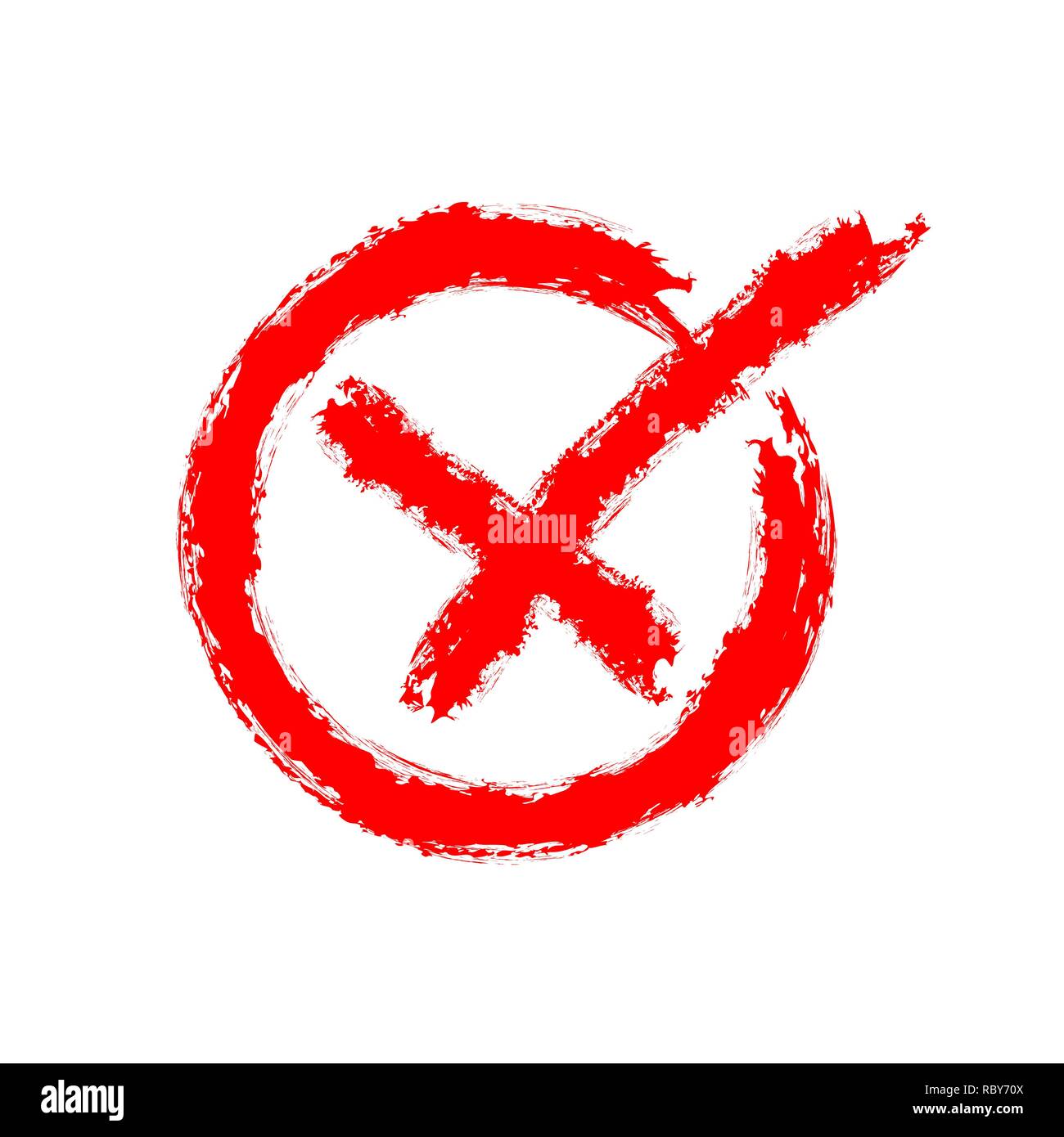 Red drawing of the cross. Vector illustration. Hand drawn of Dislike ...