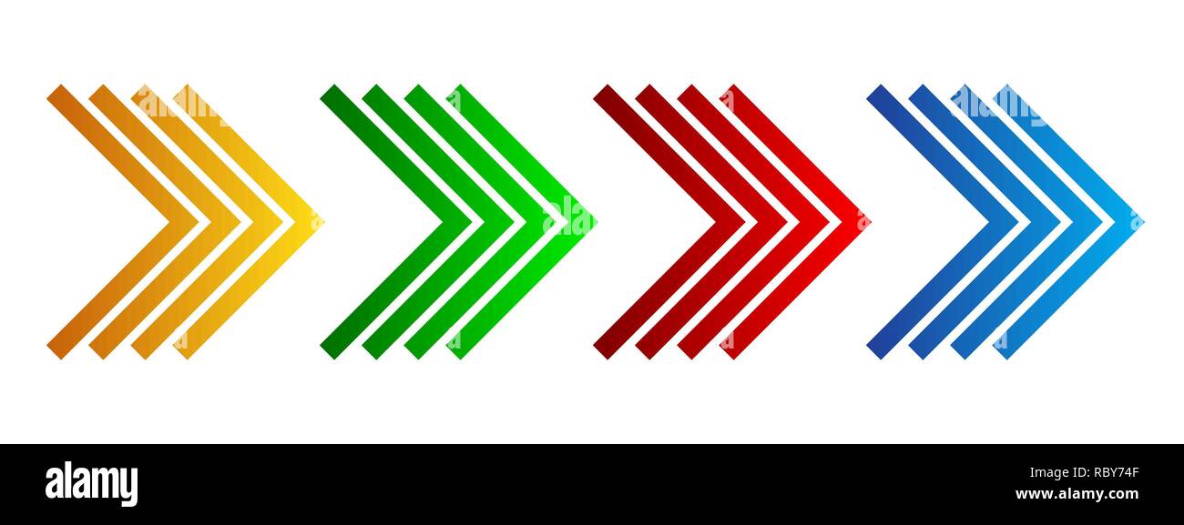 Set of colored arrows to the right with gradient. Vector illustration ...
