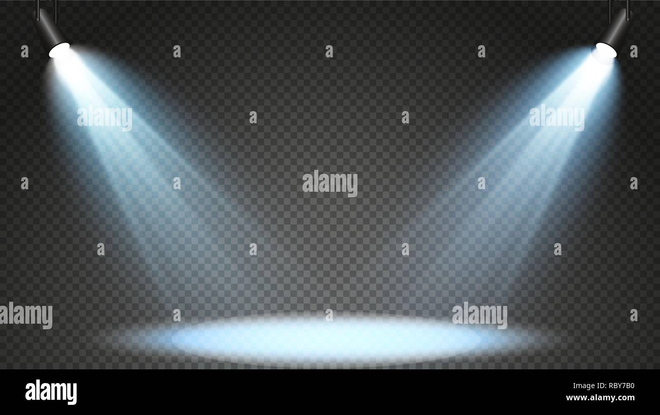 Set of colored searchlights on a transparent background. Bright ...