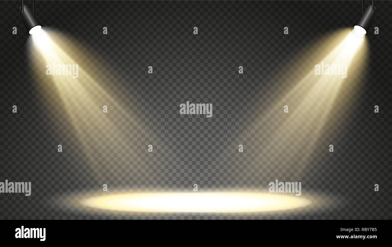 Set of colored searchlights on a transparent background. Bright ...