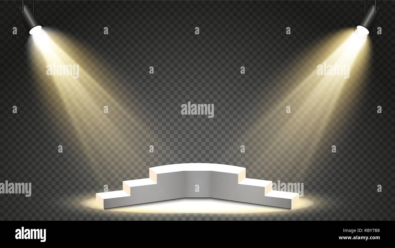 Set of colored searchlights on a transparent background. Bright ...