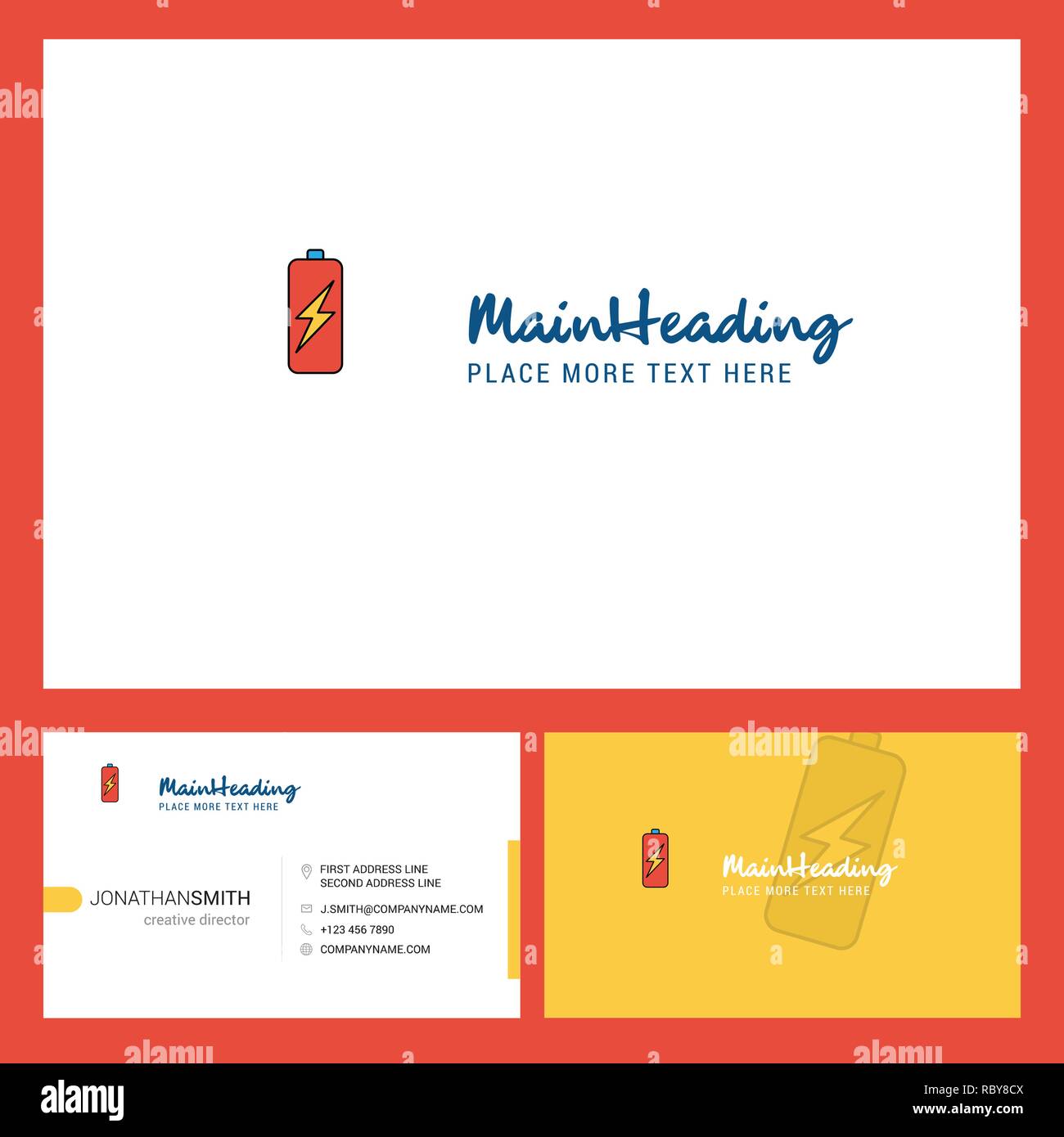Battery charging Logo design with Tagline & Front and Back Busienss ...