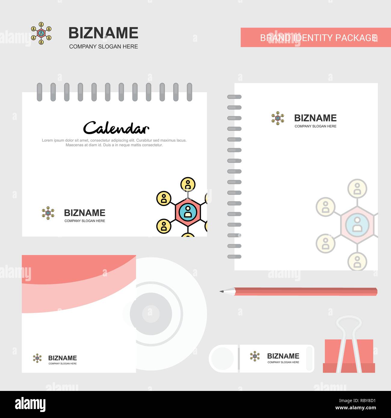 Network Logo, Calendar Template, CD Cover, Diary and USB Brand ...