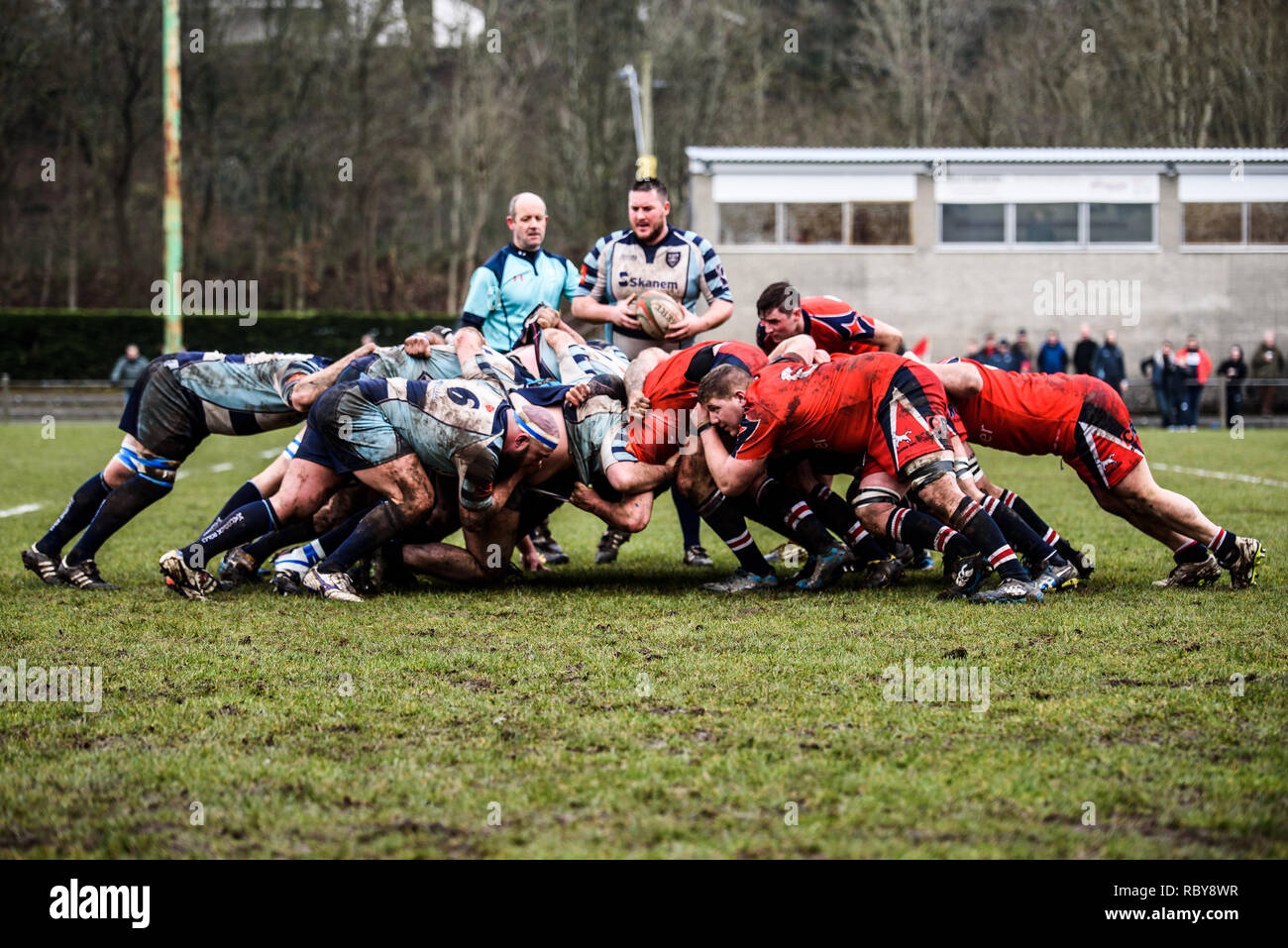 BLAINA, WALES, UK -18 FEBRUARY 2017: Blaina vs Machen Rugby Game, WRU ...