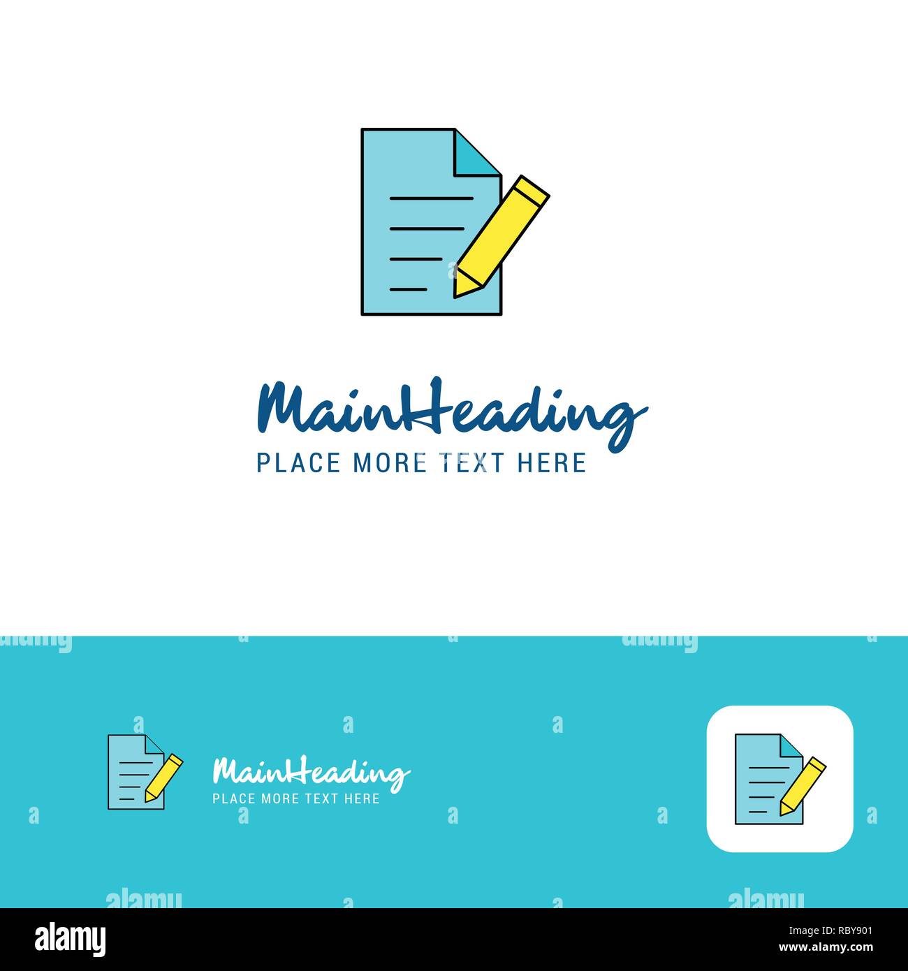 Creative Write document Logo Design. Flat color Logo place for Tagline ...