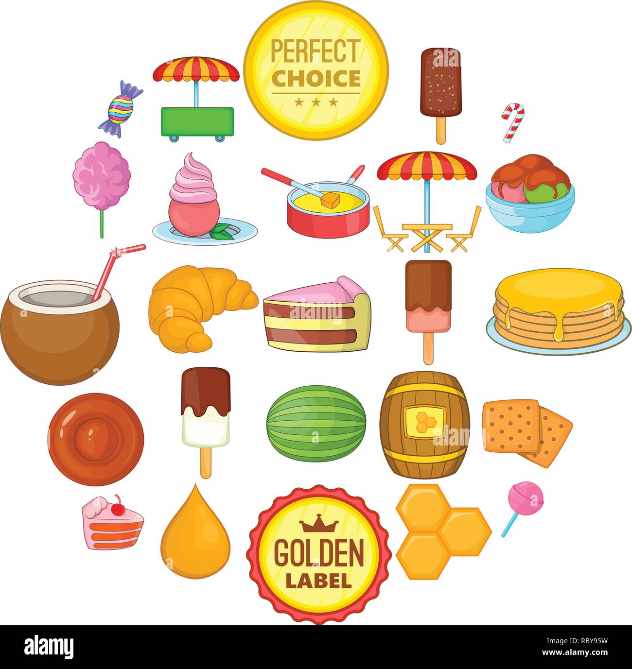 Tasty pastry icons set, cartoon style Stock Vector Image & Art - Alamy
