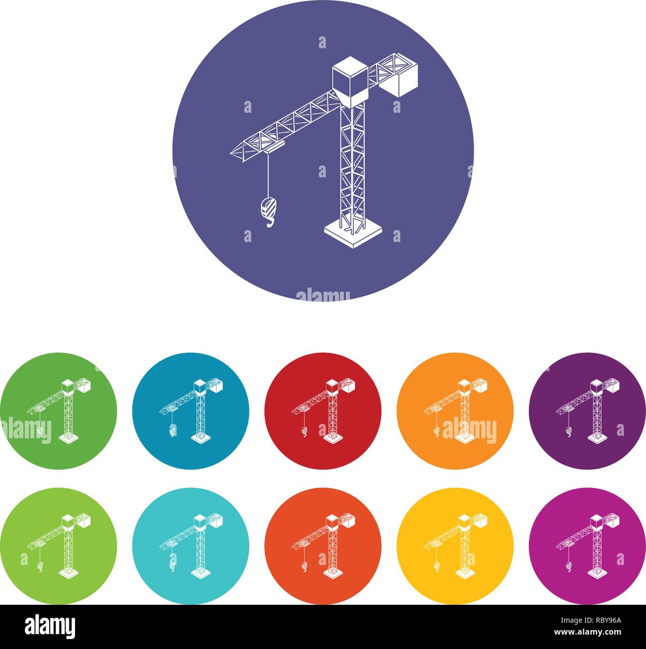 Tower crane icons set vector color Stock Vector Image & Art - Alamy