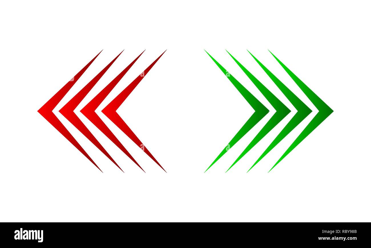 Red arrow left and green arrow right, isolated. Vector illustration ...