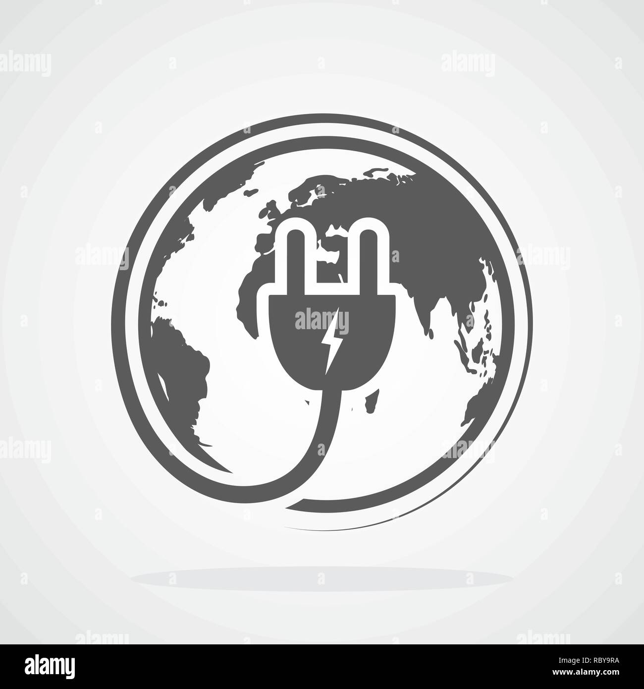 Globe and electrical plug icon isolated. Vector illustration. Earth ...