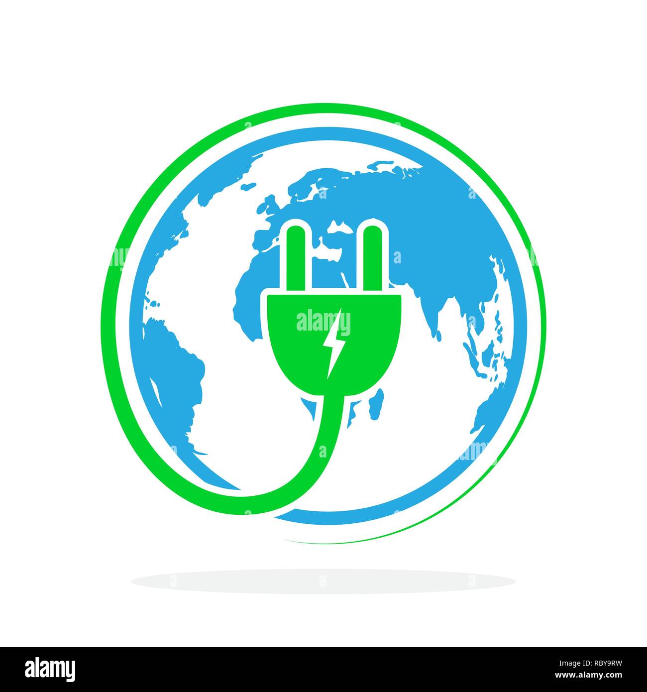 Globe and electrical plug icon isolated. Vector illustration. Earth ...
