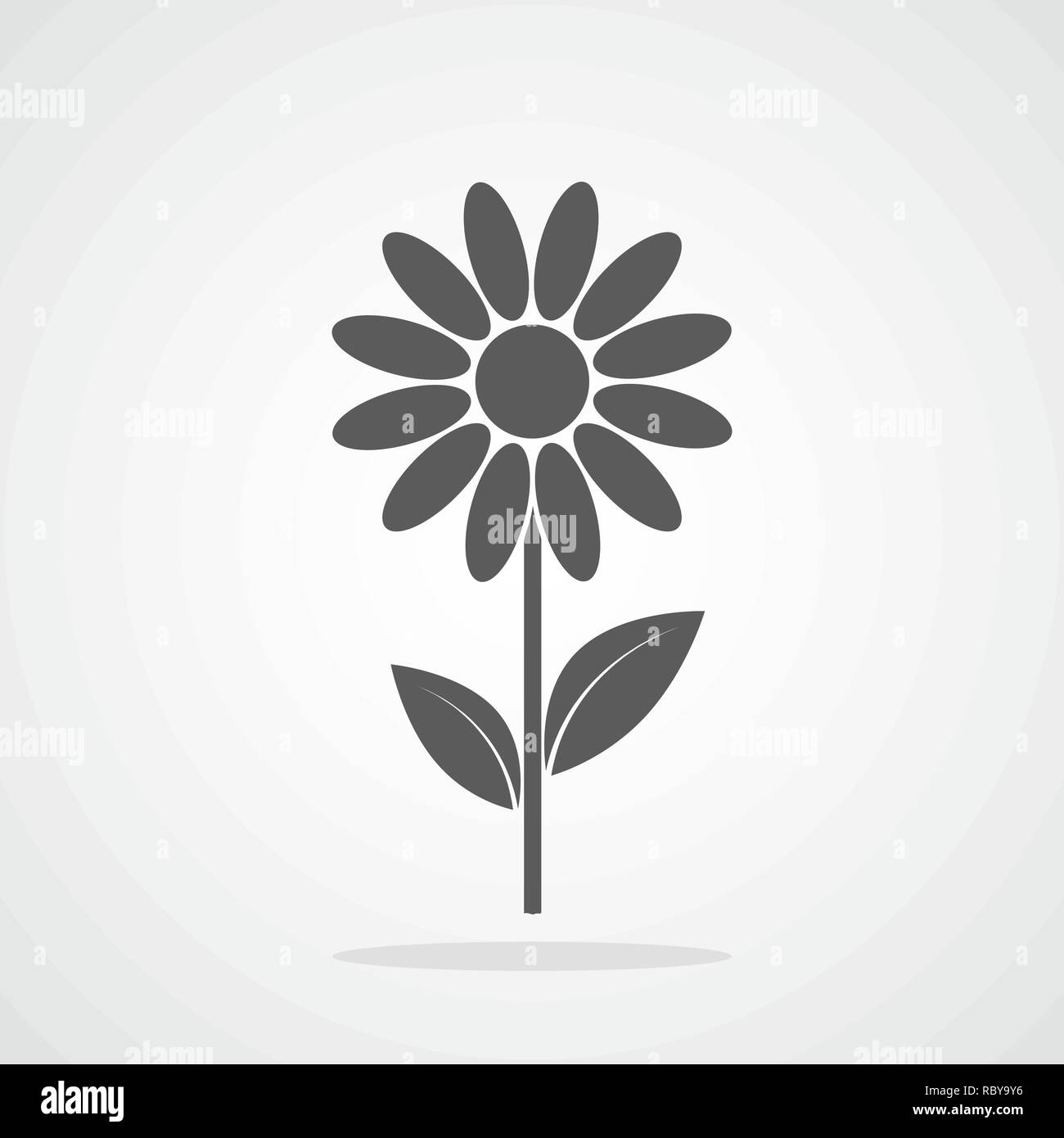 Gray flower icon in flat design. Vector illustration. Sign of flower on ...