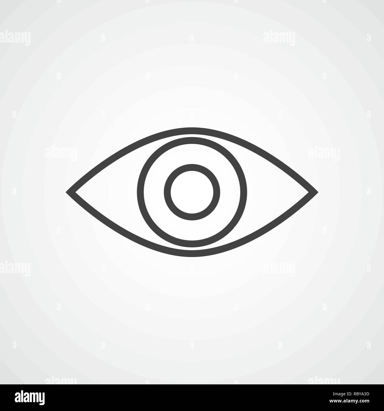 Gray eye icon in flat linear design. Vector illustration. Sign of the ...
