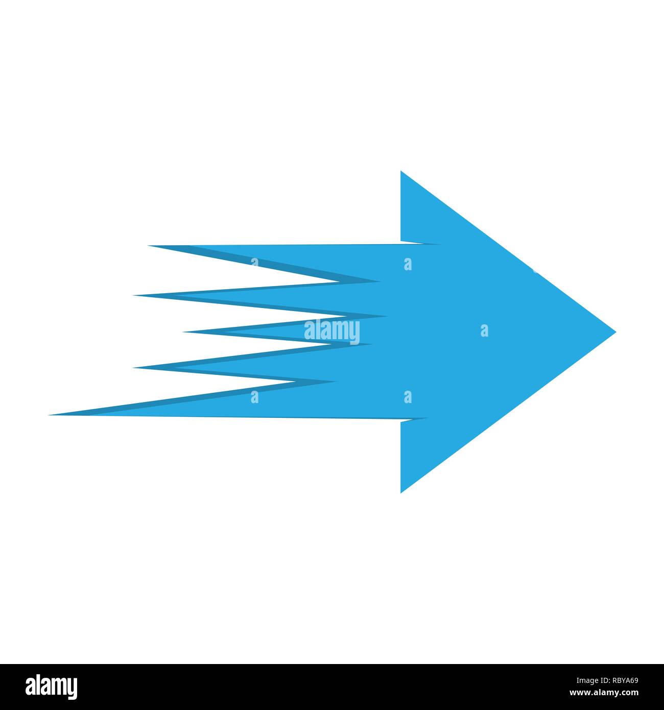 Abstract arrow icon in flat design. Vector illustration. Blue arrow on ...