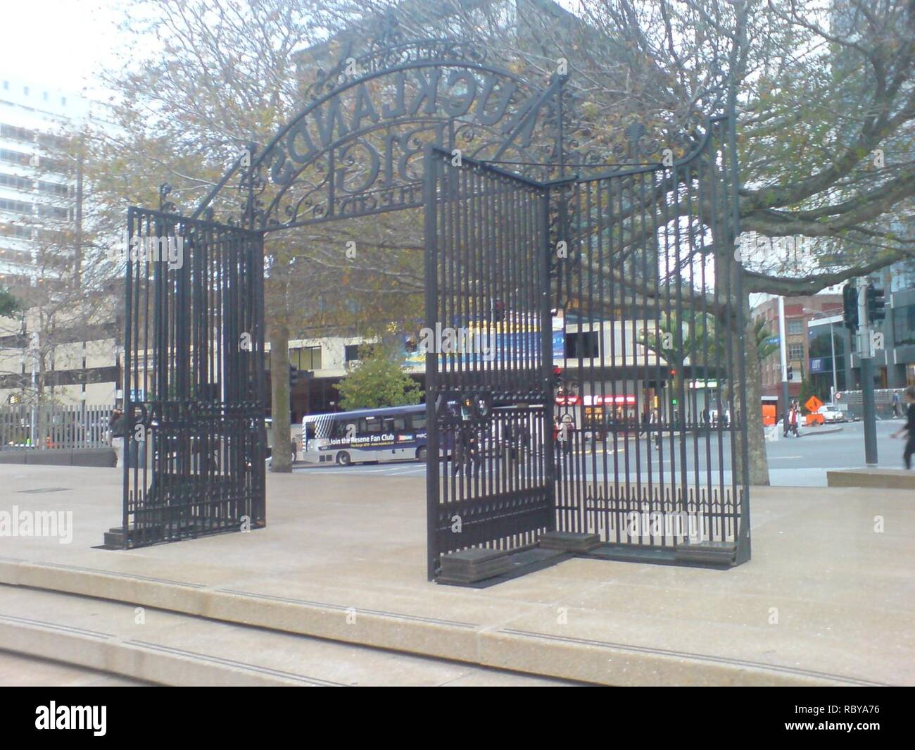 Advertising Gates For Big Little City Ad Stock Photo - Alamy