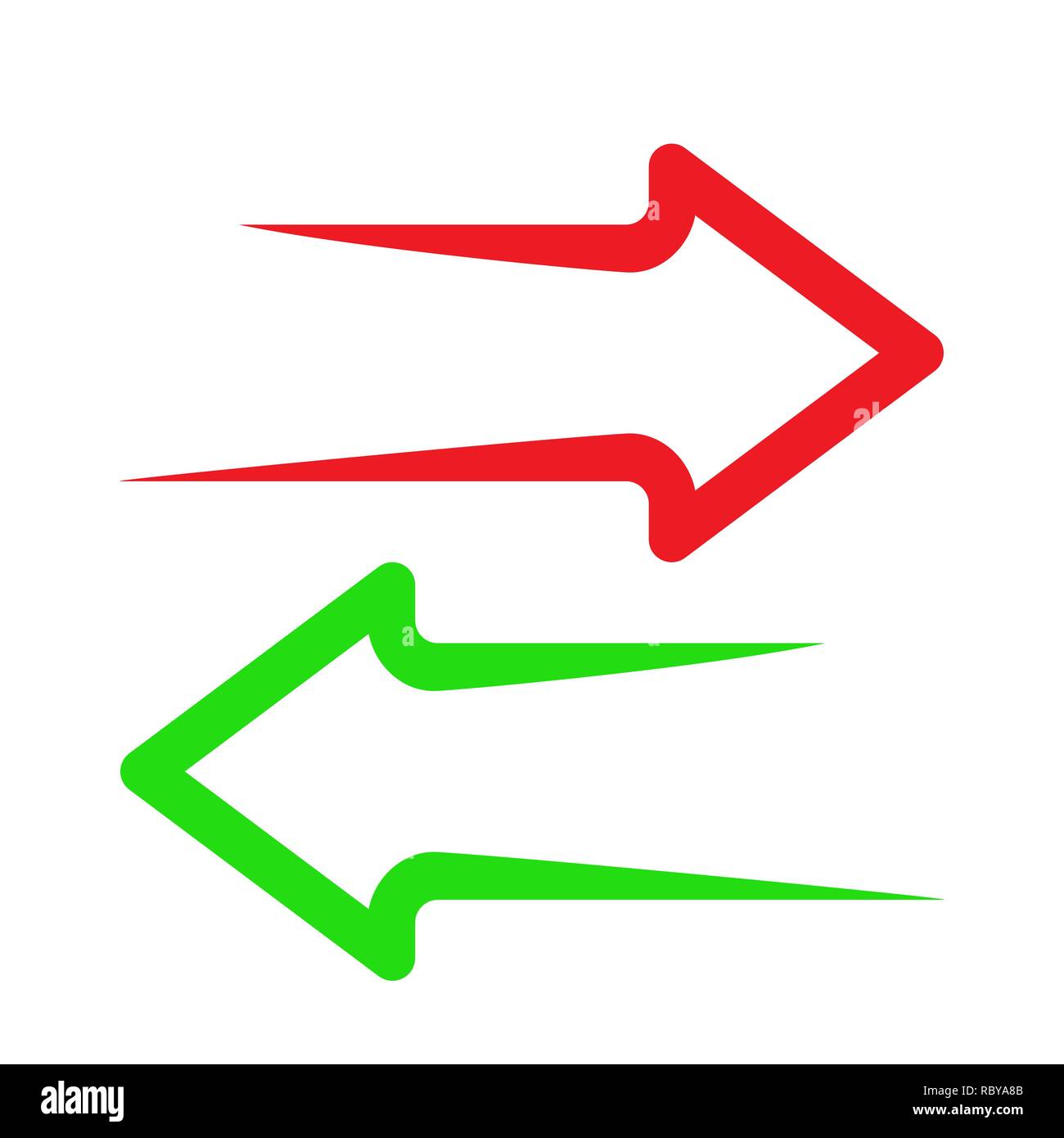 Green arrow right and red arrow left. Vector illustration. Set of ...