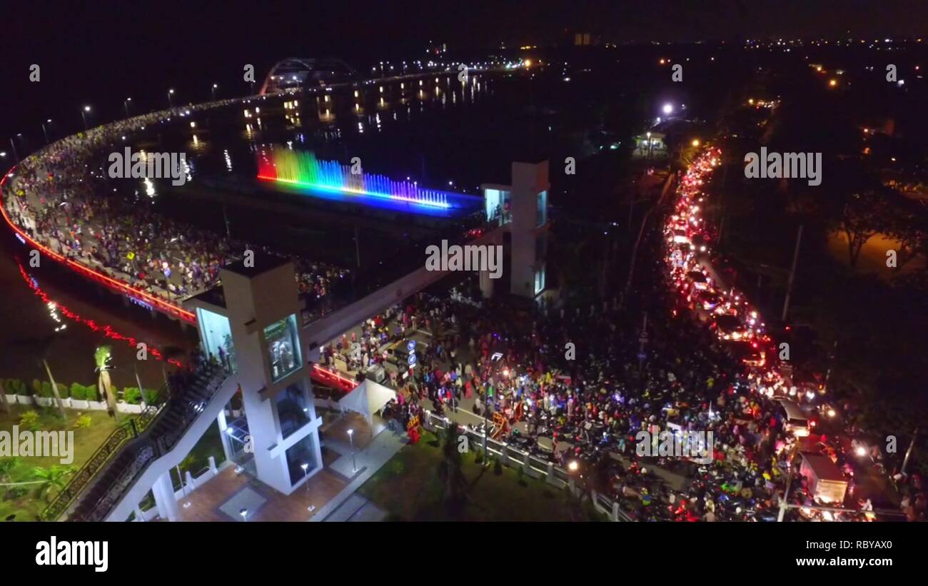 Aerial of Kenjeran Bridge at night Stock Photo - Alamy