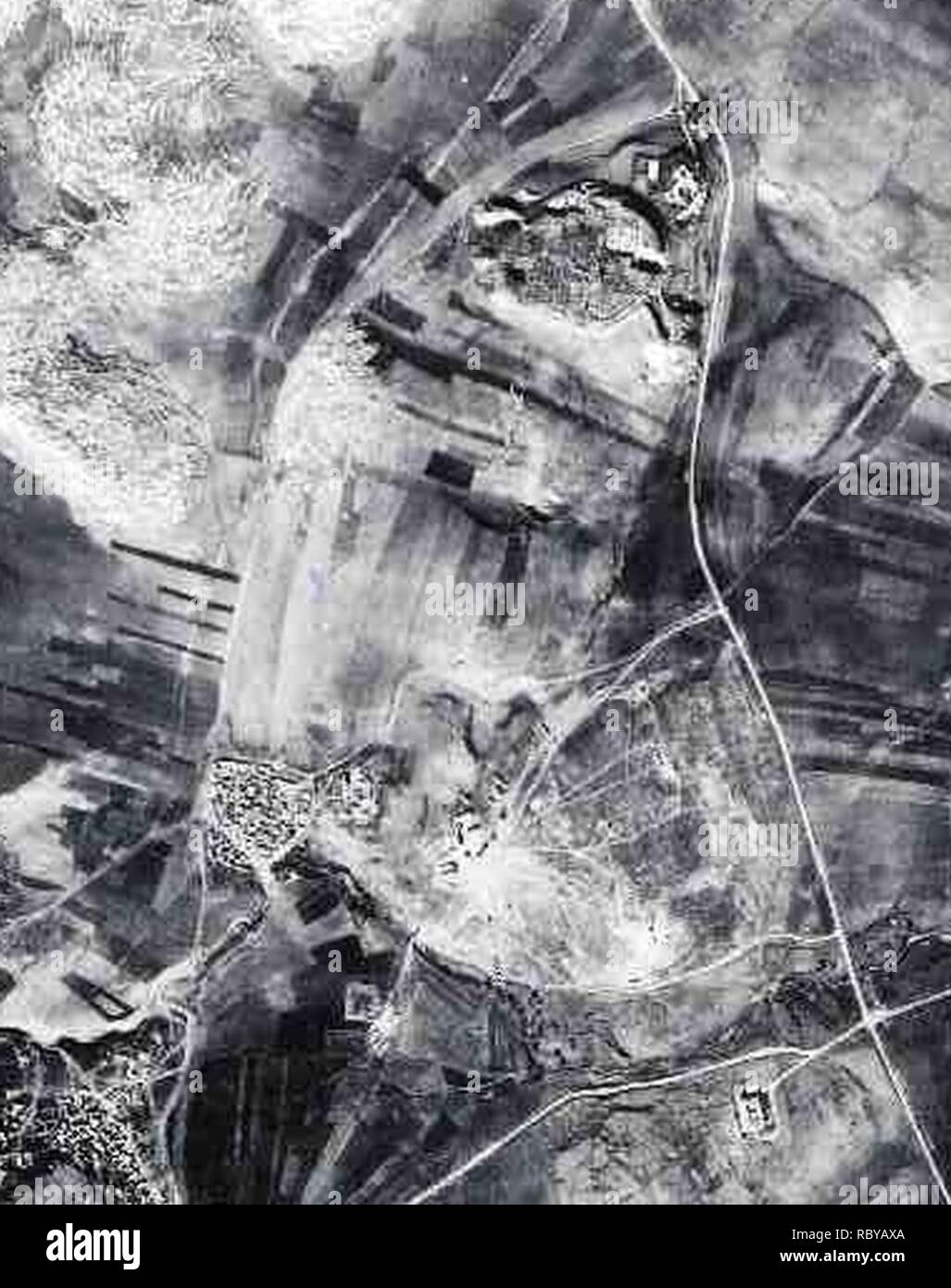 Aerial photo with Lajjun and Tell Megiddo 1944 (5068 cropped Stock ...