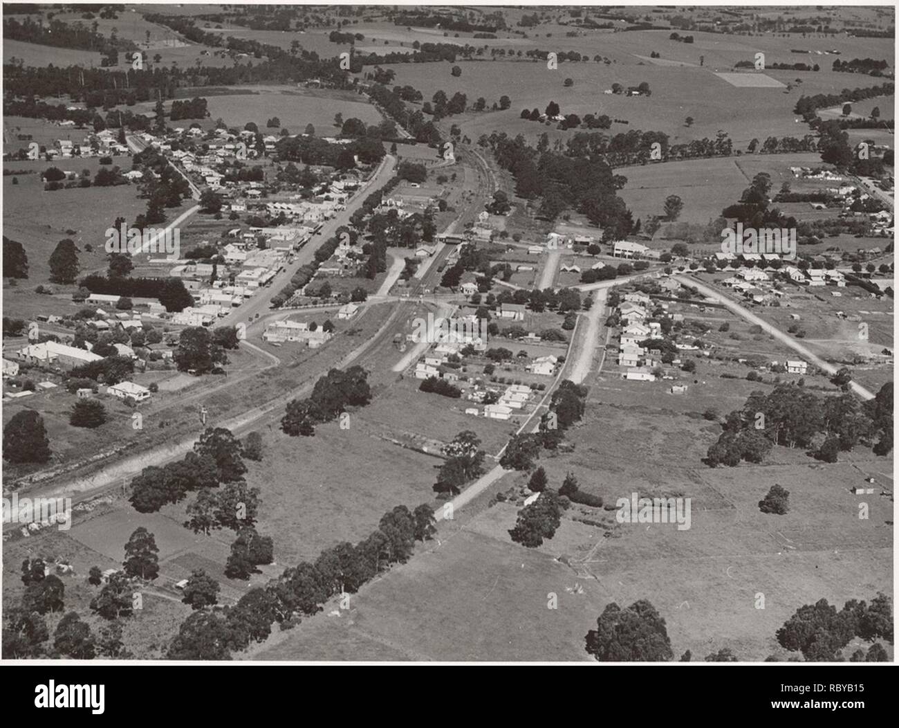 Aerial view of Drouin town centre 1944 2 Stock Photo - Alamy