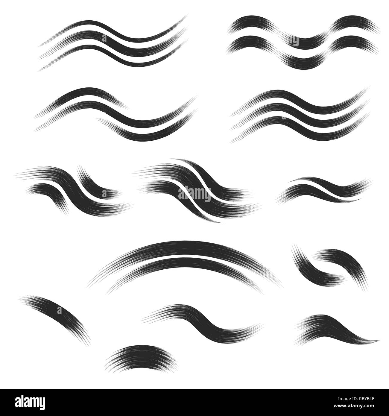 Set of hand drawn wave icons. Vector illustration. Gray wave icons ...