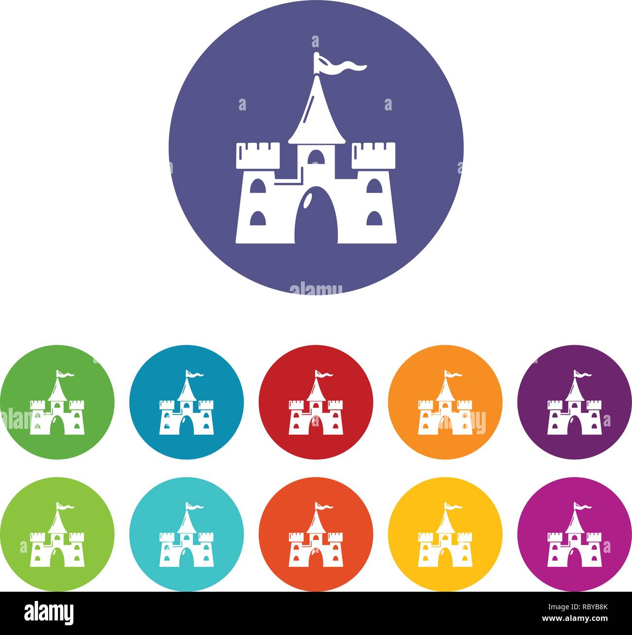 Castle building icons set vector color Stock Vector Image & Art - Alamy