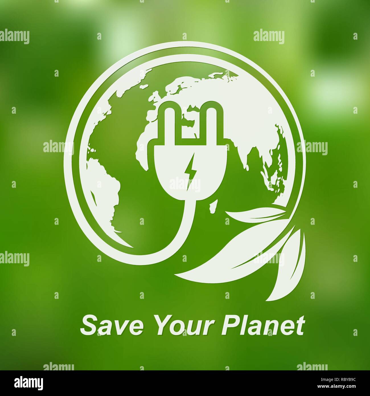 Leaves with electric cable and a plug. Vector illustration. Concept of ...