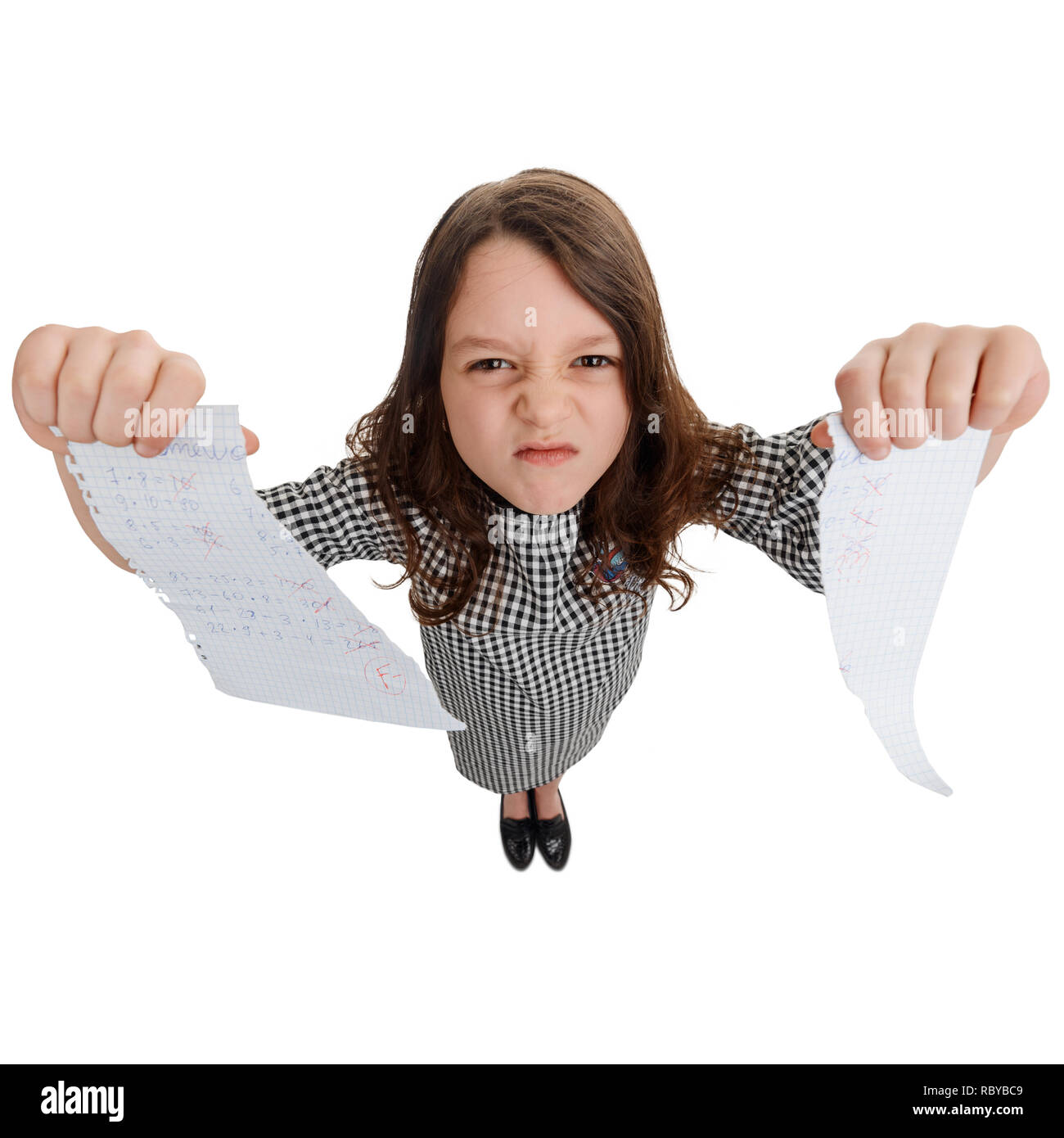 Girl tore her homework sheet Stock Photo - Alamy