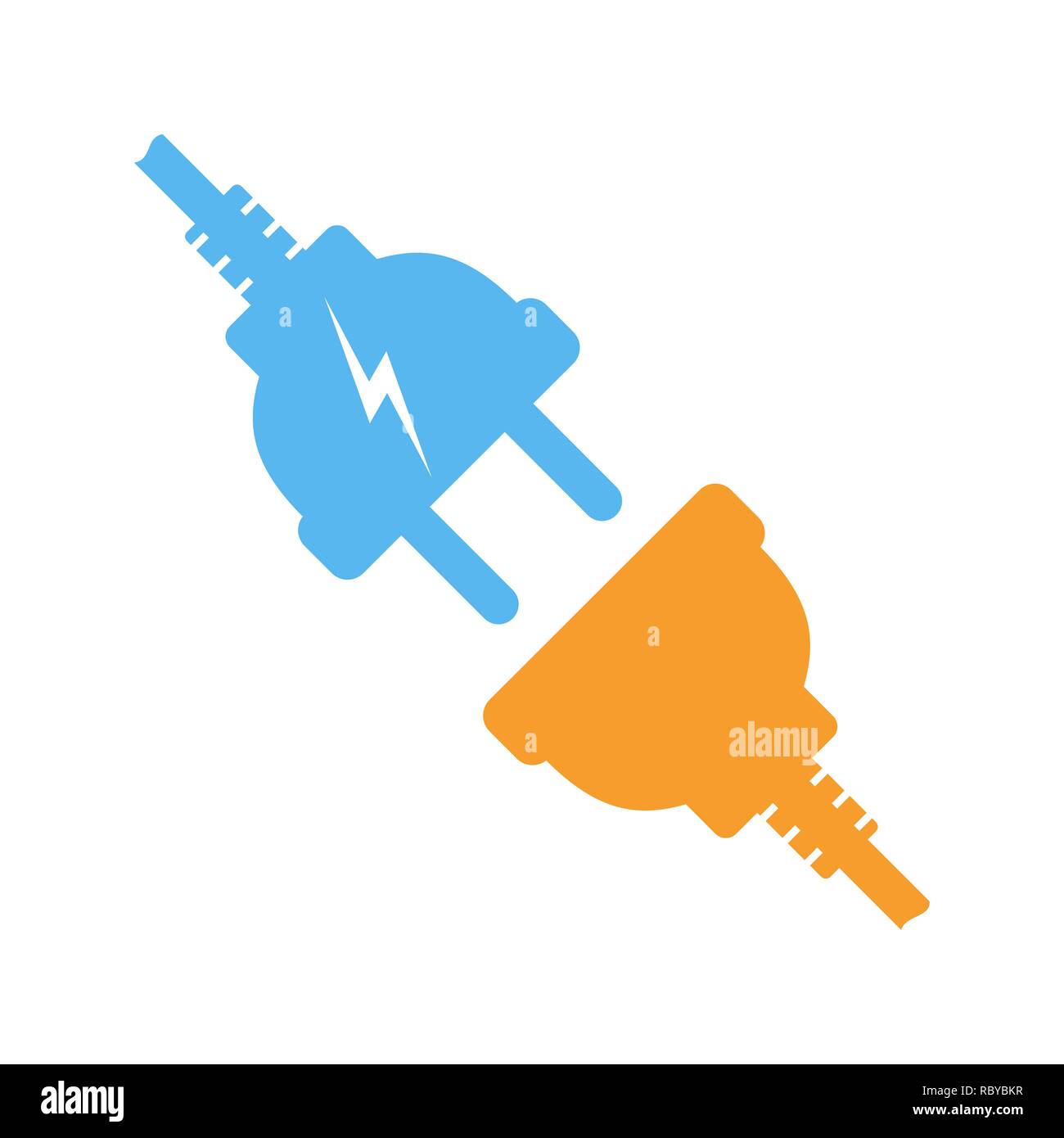 Wire plug and socket, isolated on white background. Vector illustration ...