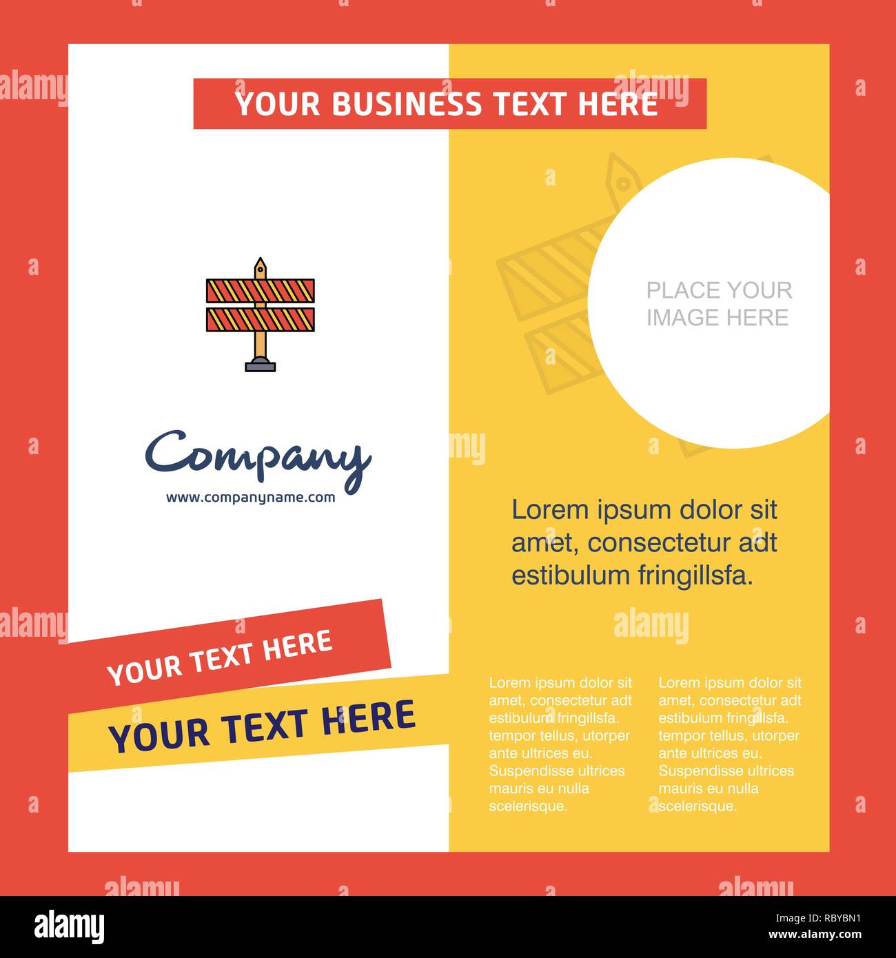 Block road sign Company Brochure Template. Vector Busienss Template ...