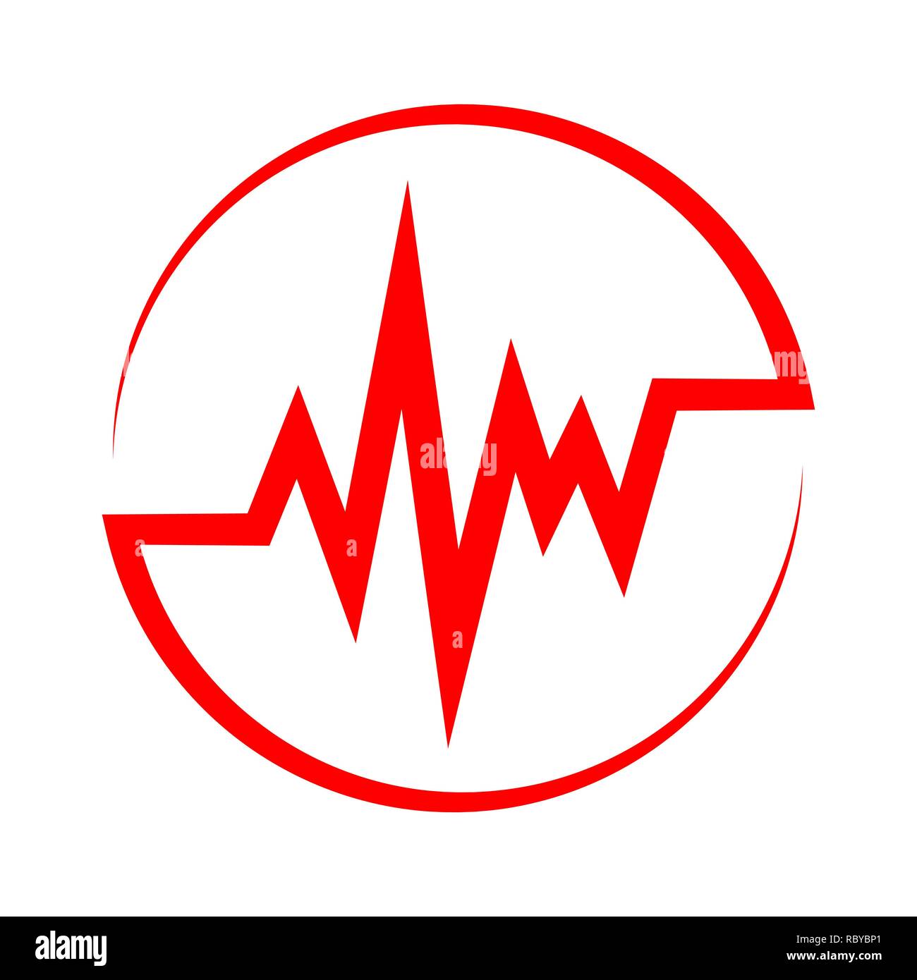 Red Heartbeat icon in the circle. Vector illustration. Medical concept ...