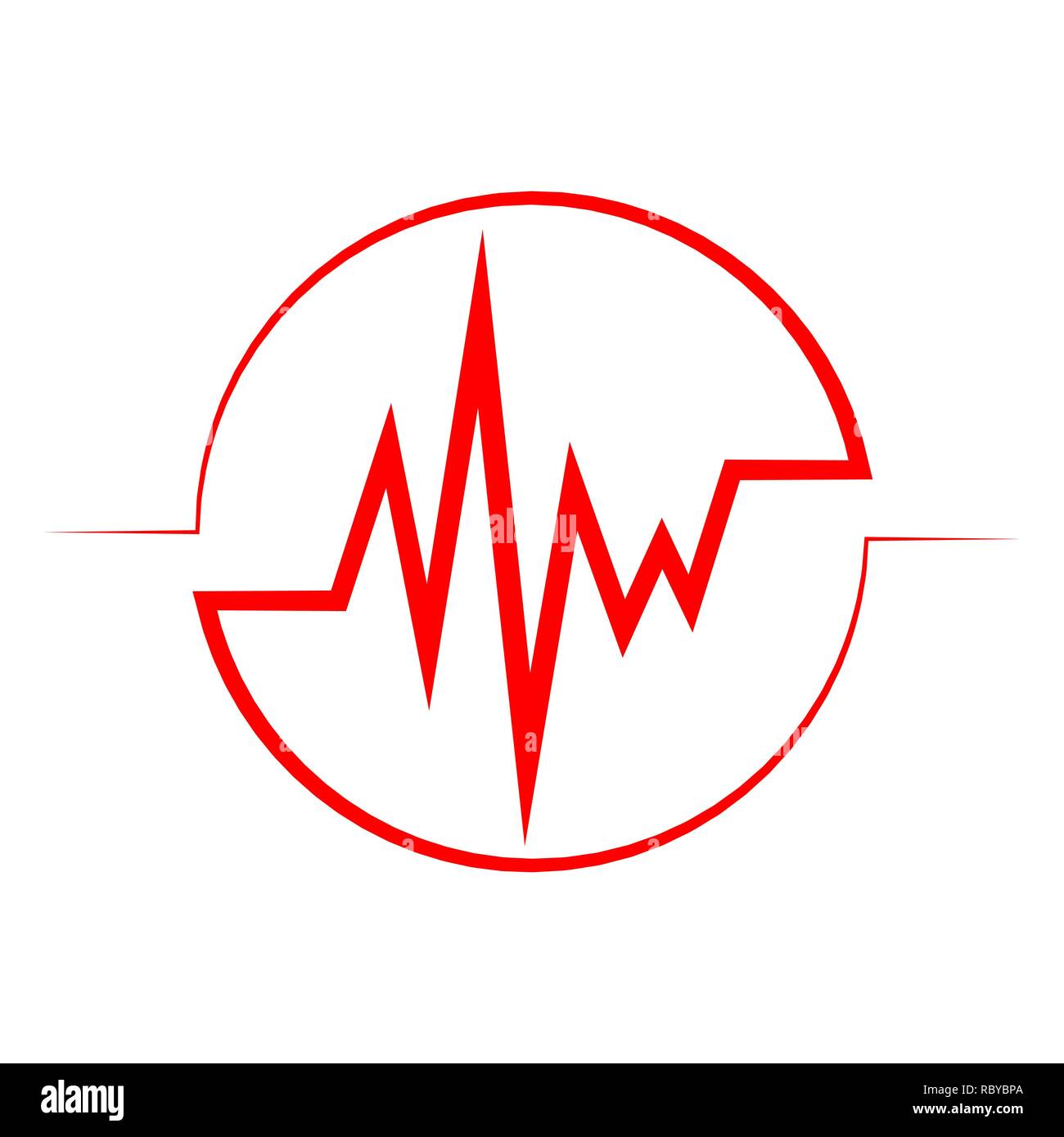 Red Heartbeat icon in the circle. Vector illustration. Medical concept ...