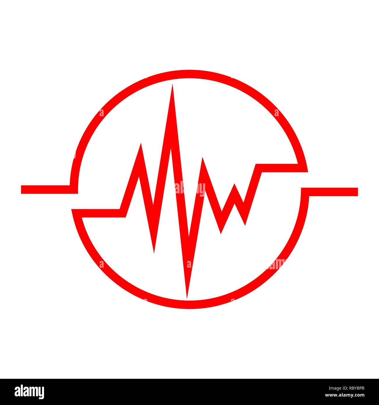 Red Heartbeat icon in the circle. Vector illustration. Medical concept ...
