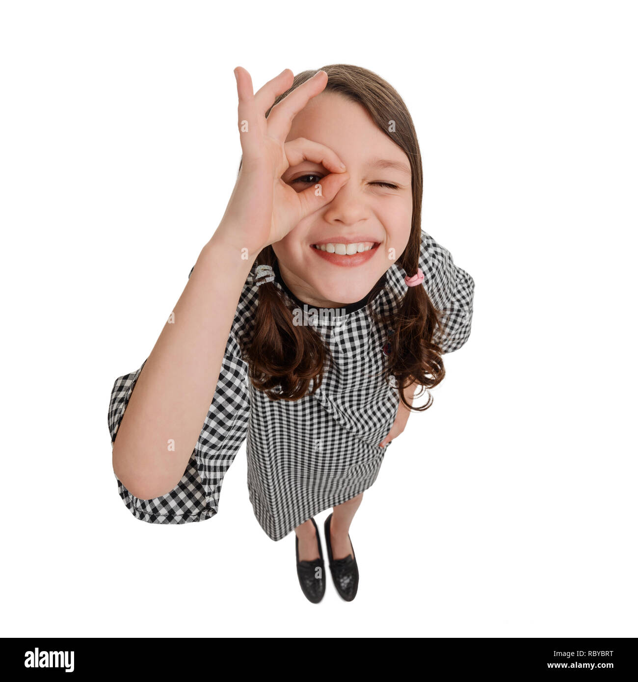 Girl with alright hand sign Stock Photo - Alamy