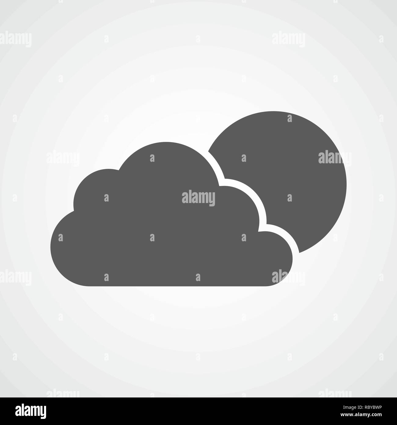 The sun behind a cloud. Vector illustration. Gray weather icon Stock ...