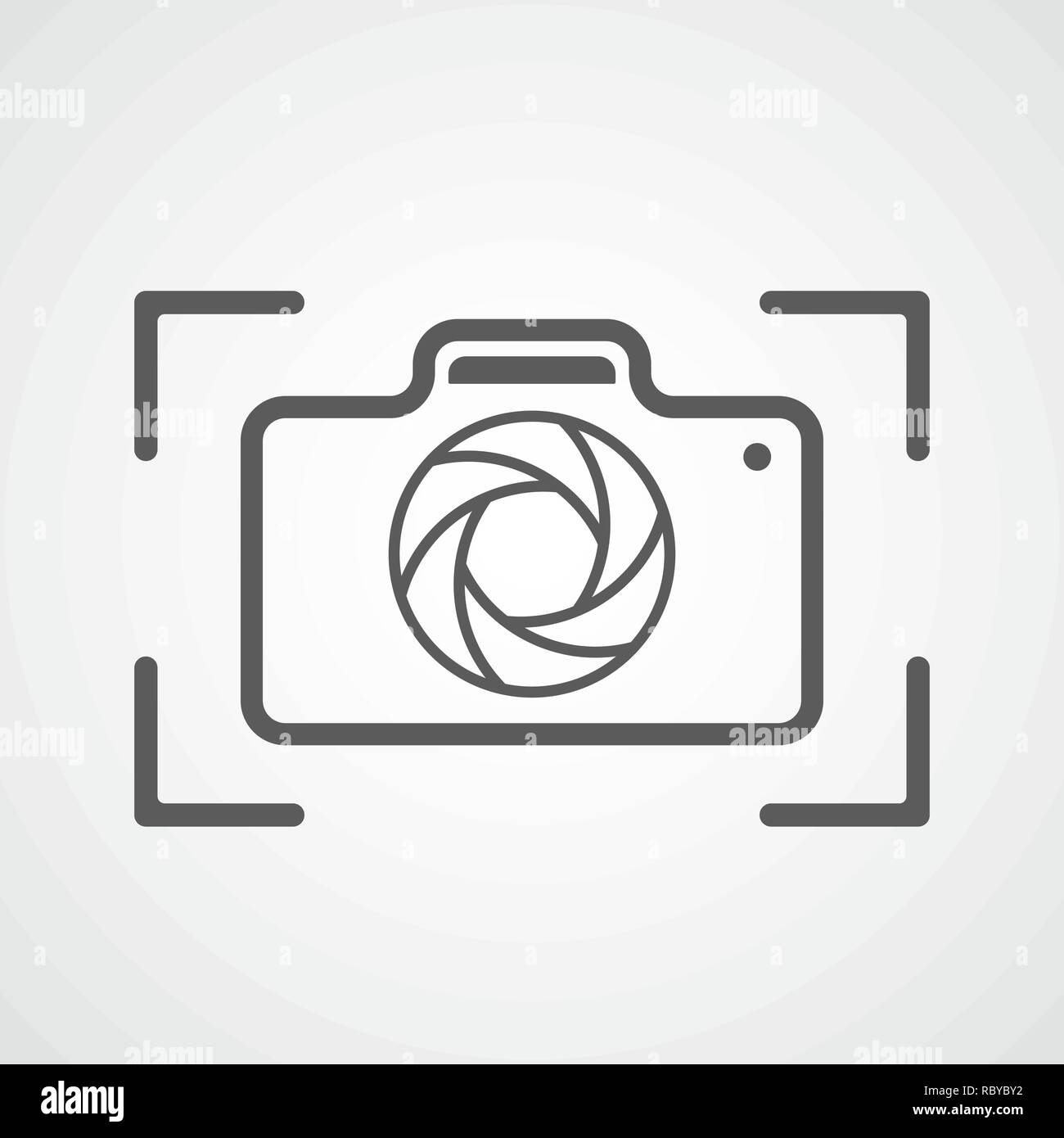 Gray photo camera icon in flat design. Vector illustration. Camera icon ...