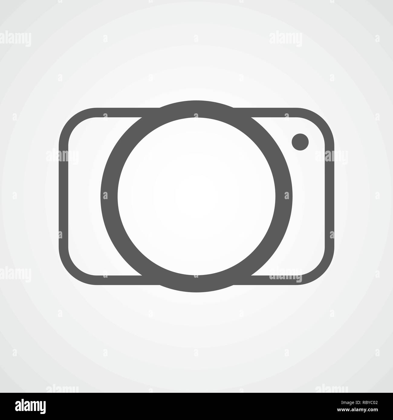 Gray photo camera icon in flat design. Vector illustration. Camera icon ...
