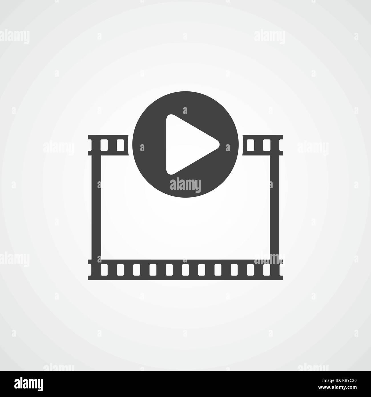Gray Film icon in flat design. Vector illustration. Movie icon ...