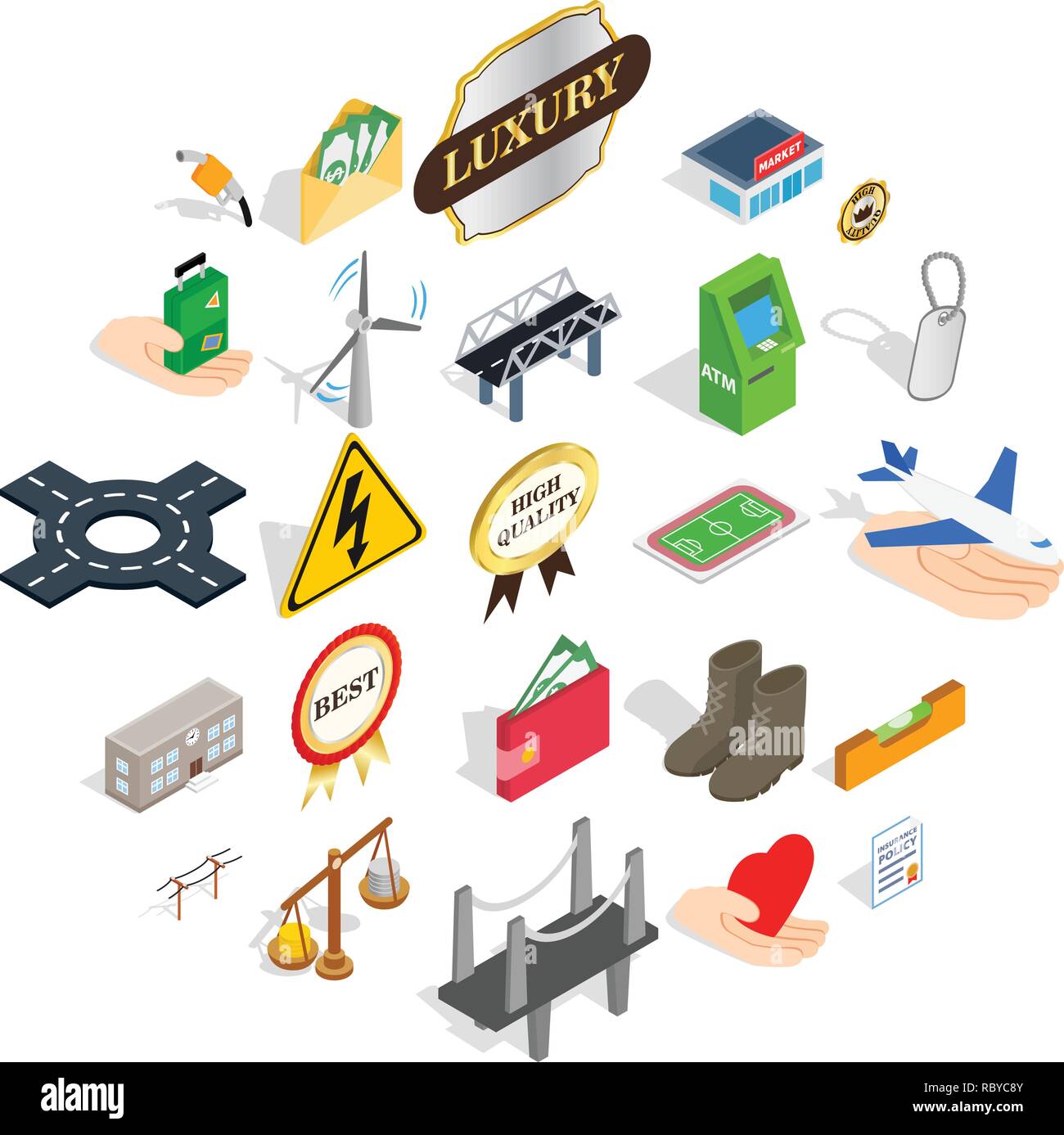 Profitable enterprise icons set, isometric style Stock Vector Image ...