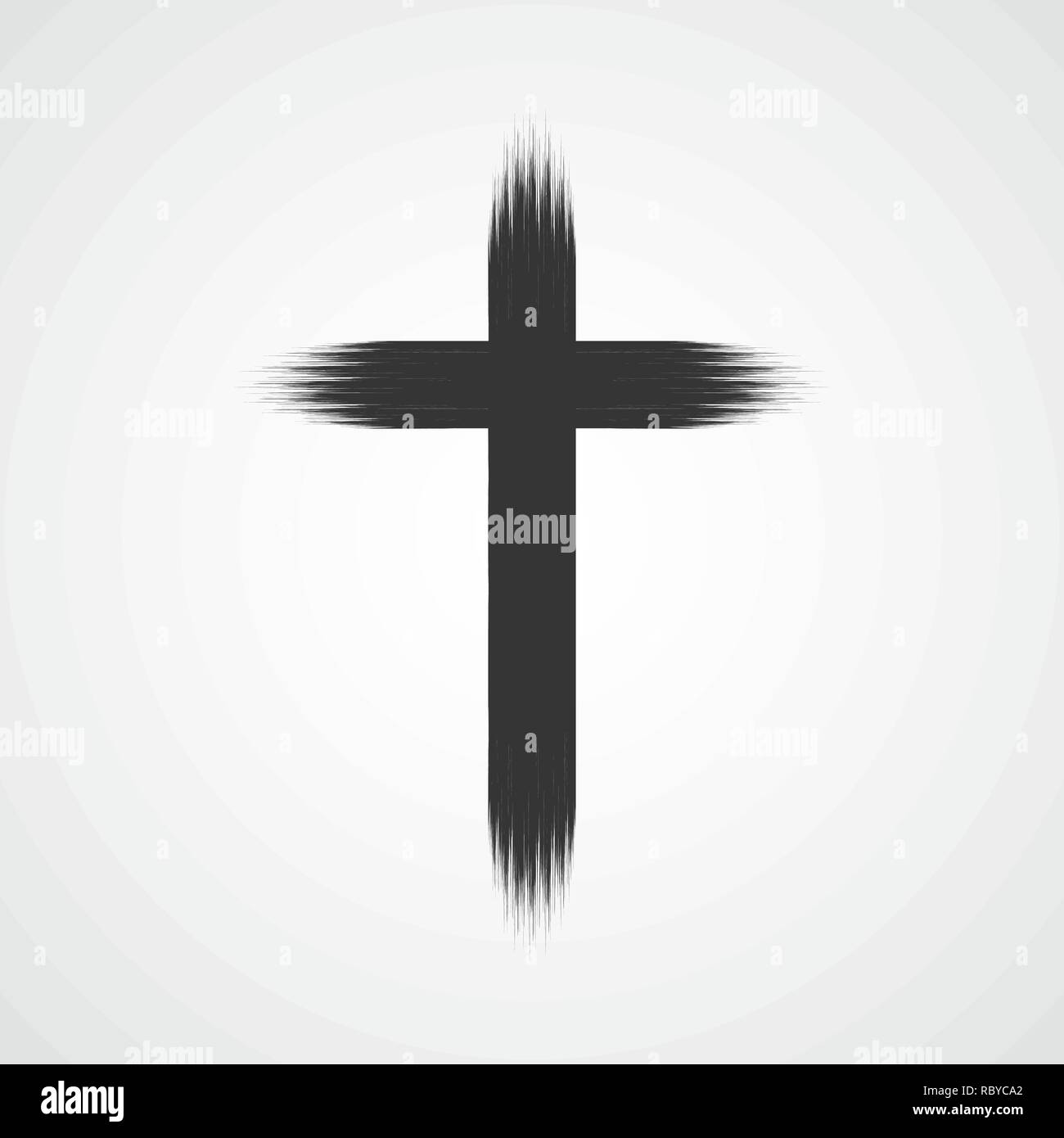 Black drawing of christian cross in doodle cartoon style. Vector ...